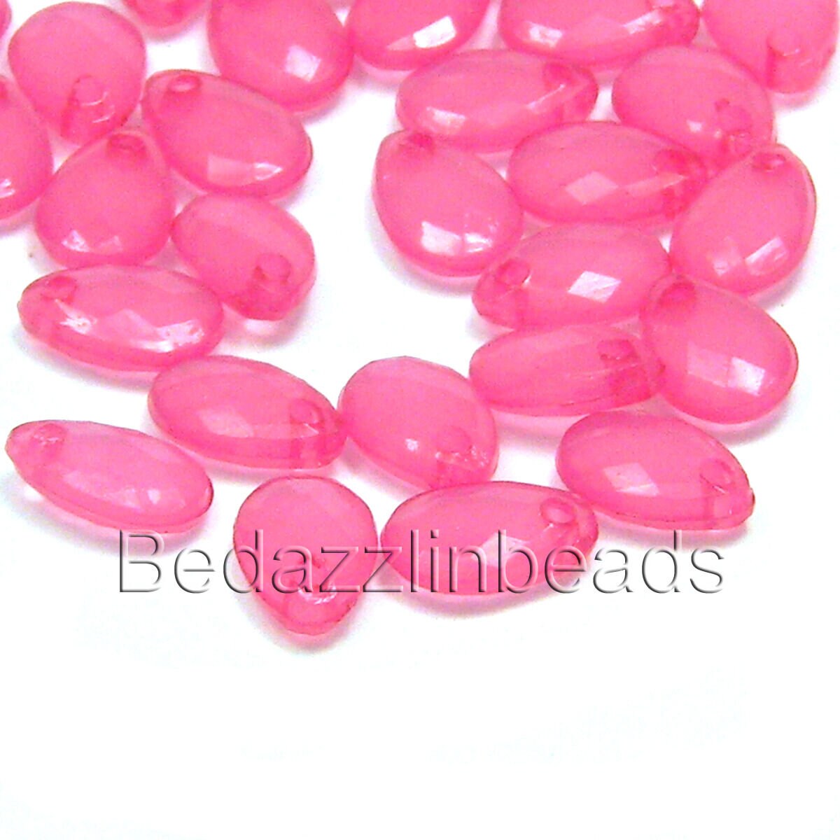 100 Little 9mm Translucent Plastic Acrylic Faceted Teardrop Drop Bead ...