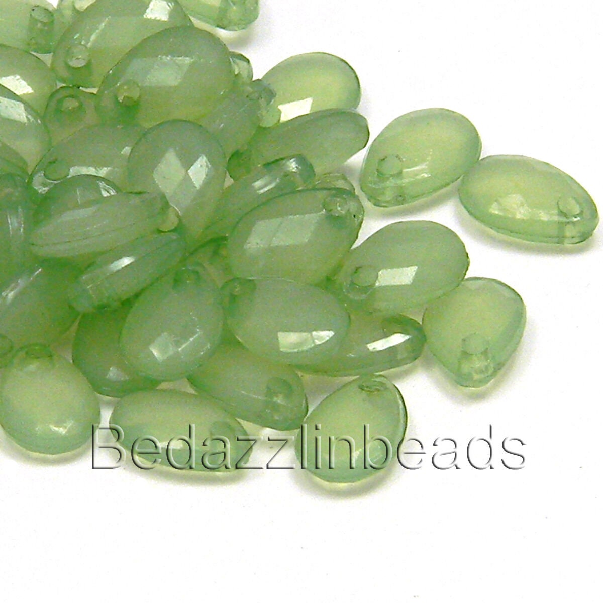 100 Little 9mm Translucent Plastic Acrylic Faceted Teardrop Drop Bead ...