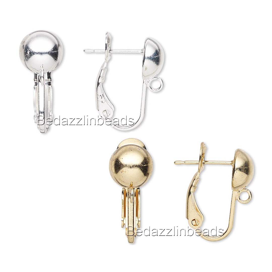 4 Stud Omega Back Post Earring Findings With 8mm Round Half Ball & Loop ...