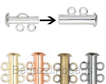 2-loop Gold Slide Lock Clasps Multi Strand 2 Clasps Closure - Etsy