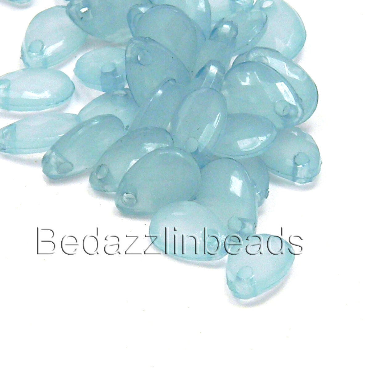 100 Little 9mm Translucent Plastic Acrylic Faceted Teardrop Drop Bead ...