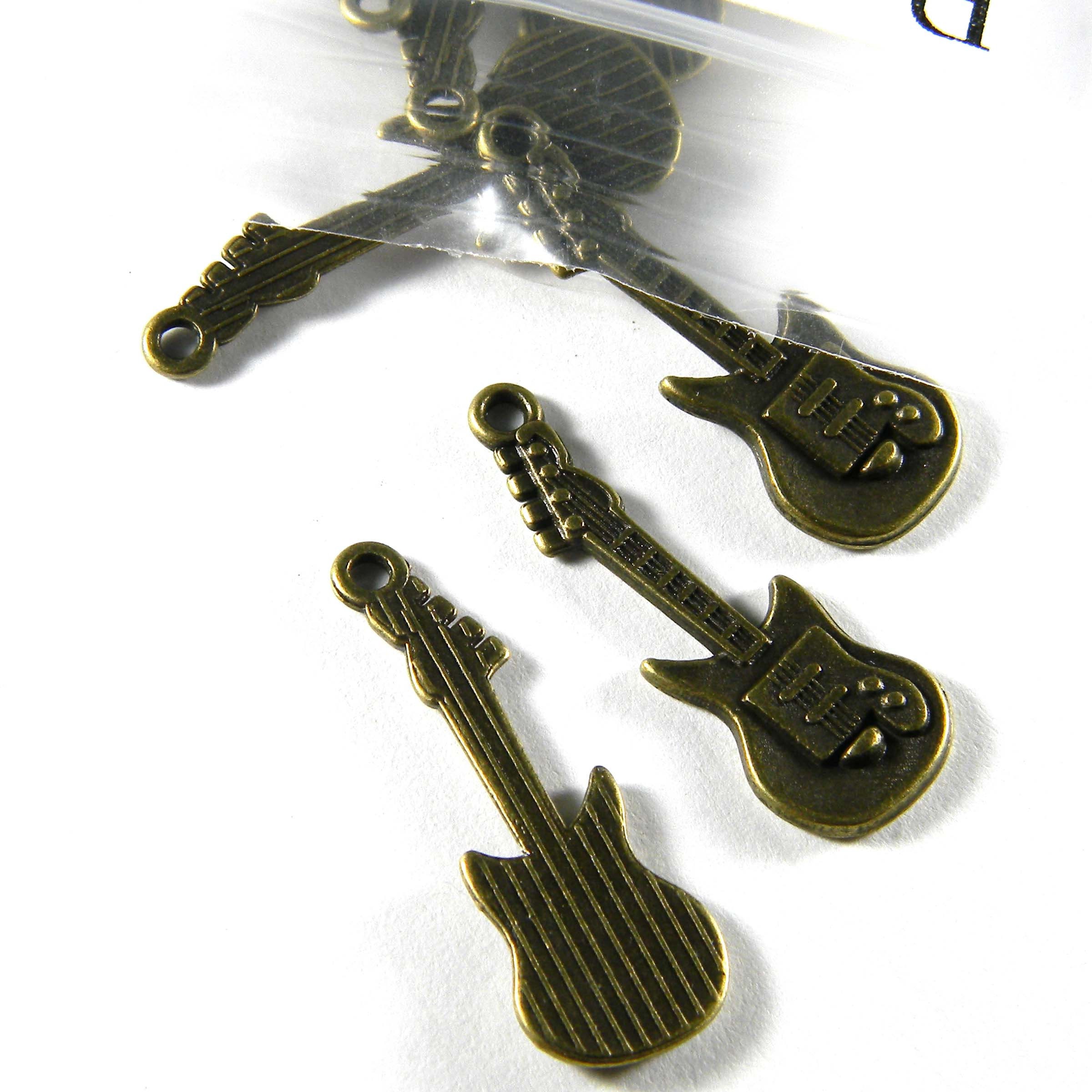 10 Electric Stringed Guitar Music Instrument Charms Plated | Etsy