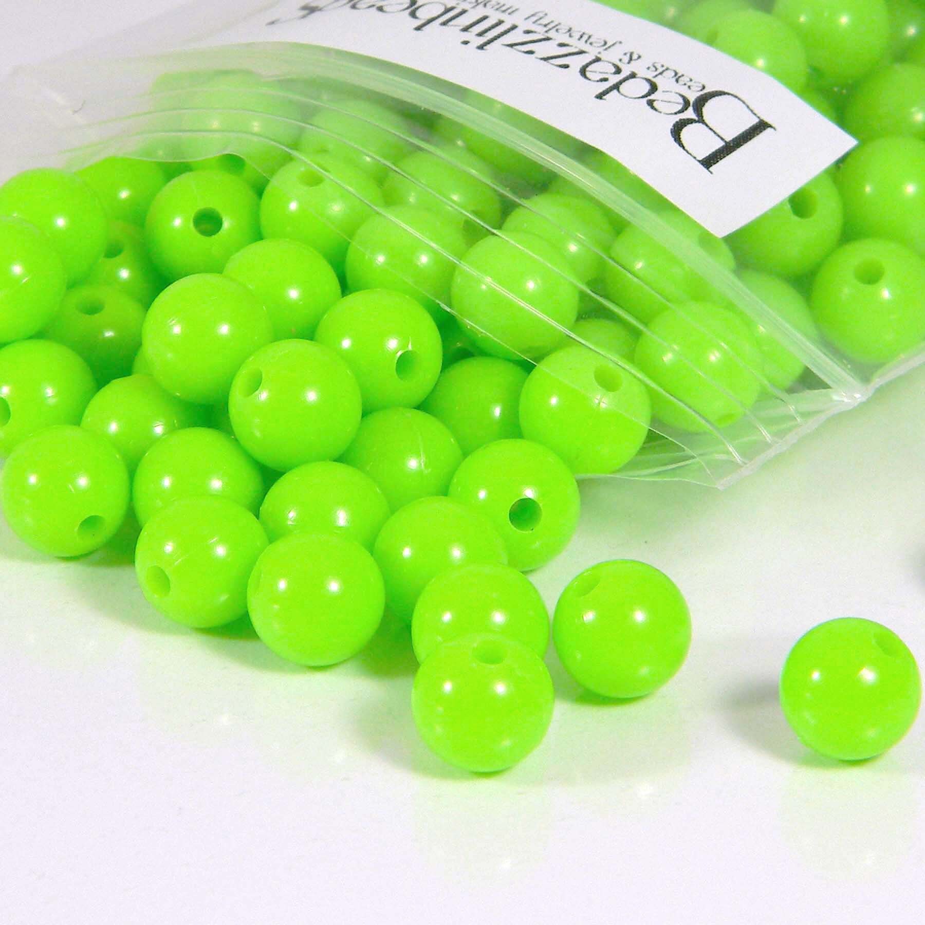 100 Plastic Acrylic 8mm Smooth Round Solid Opaque Colored Ball Beads ...