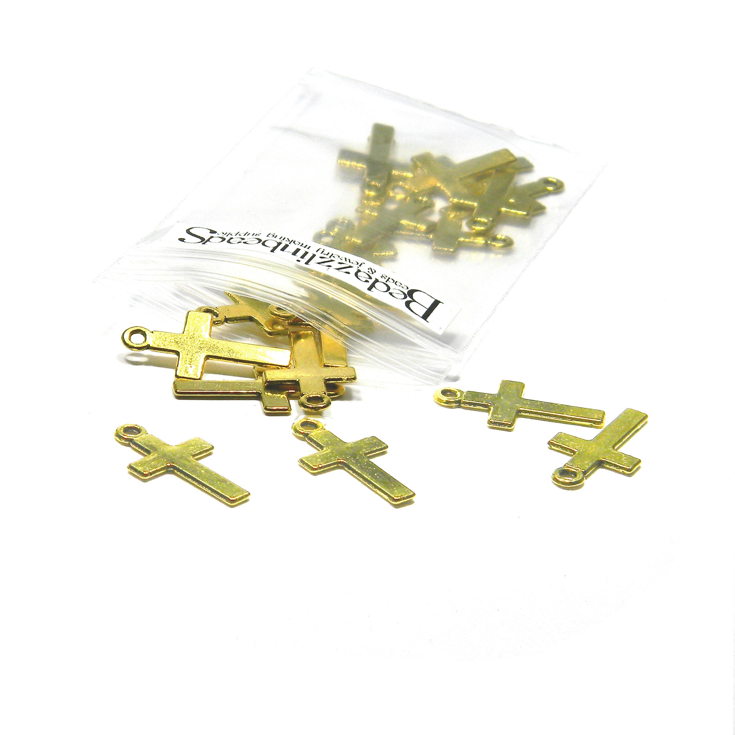 10 Plain 1 Inch Blank Flat Cross Charm Pendants Antique Gold - Etsy