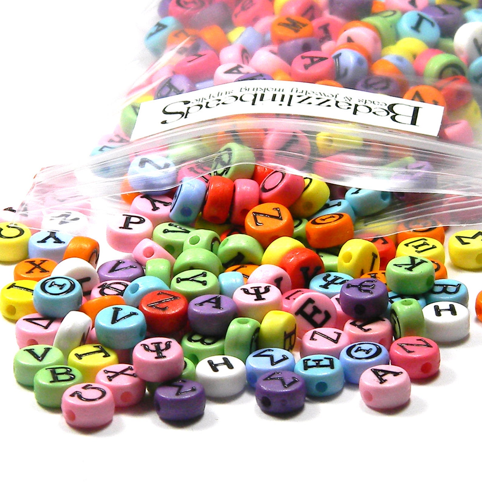200 Assorted Color Greek Alphabet 7mm Flat Round Plastic | Etsy