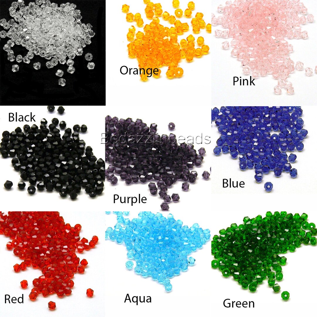 50 Bedazzlinbeads 4mm Glass Double Cone Faceted Bicone Beads With Cut ...
