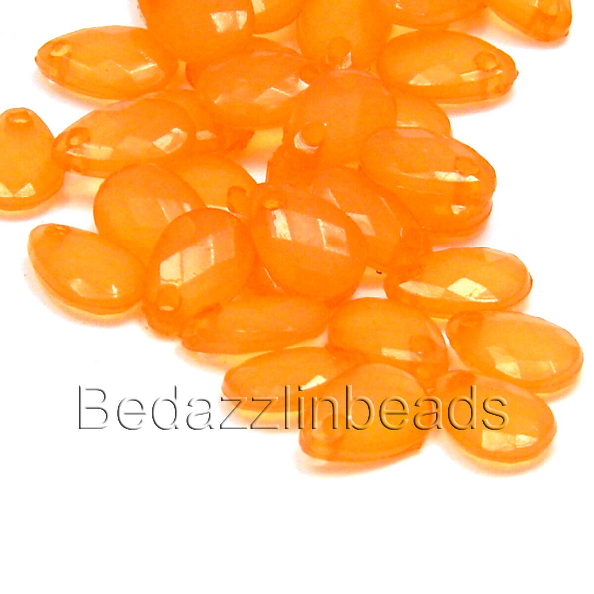 100 Little 9mm Translucent Plastic Acrylic Faceted Teardrop Drop Bead ...