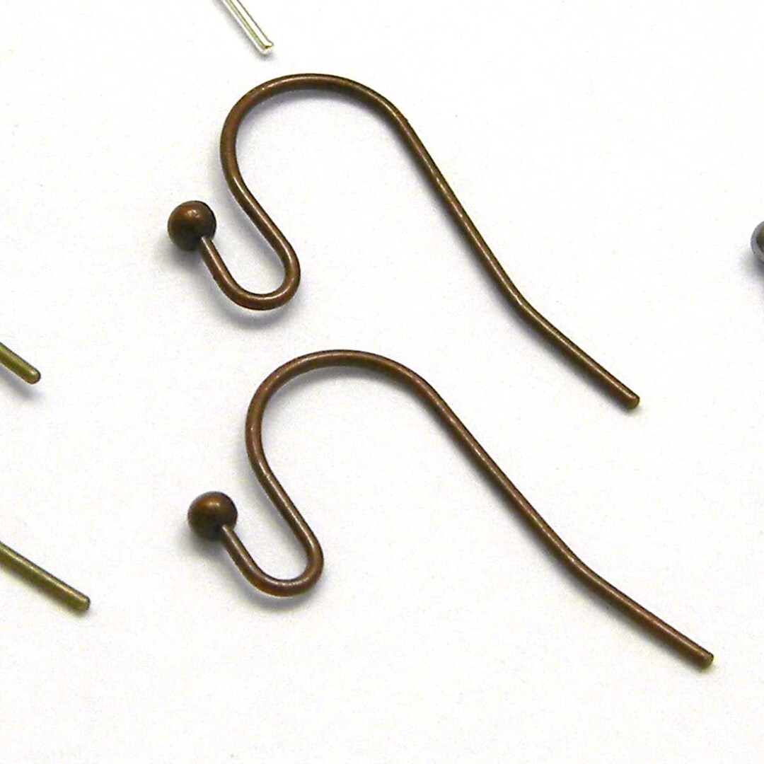 20 Antique Copper Plated Fishhook Hook Earwire Earring Findings With ...