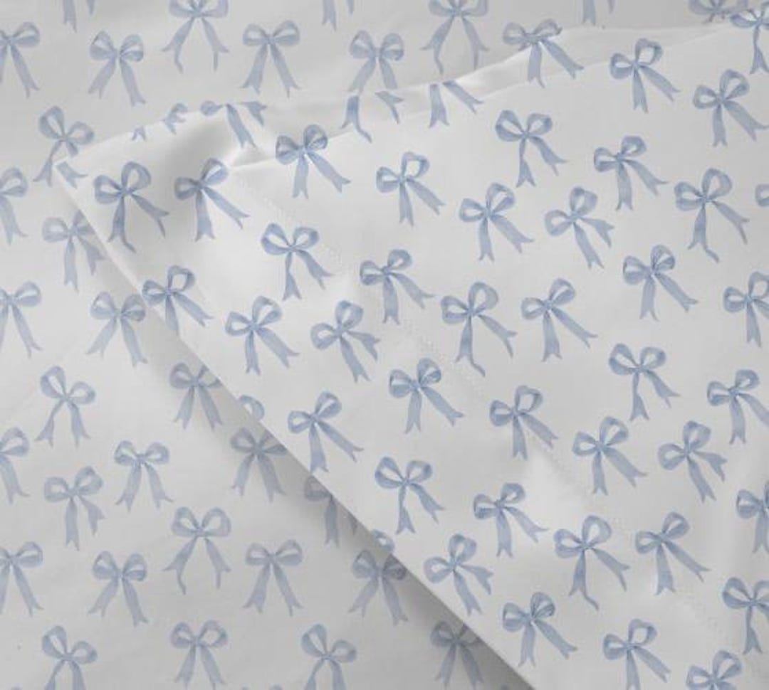 Blue Bow Bedding Set Kids Room Minamalist Bedding Boho Duvet Boys ...