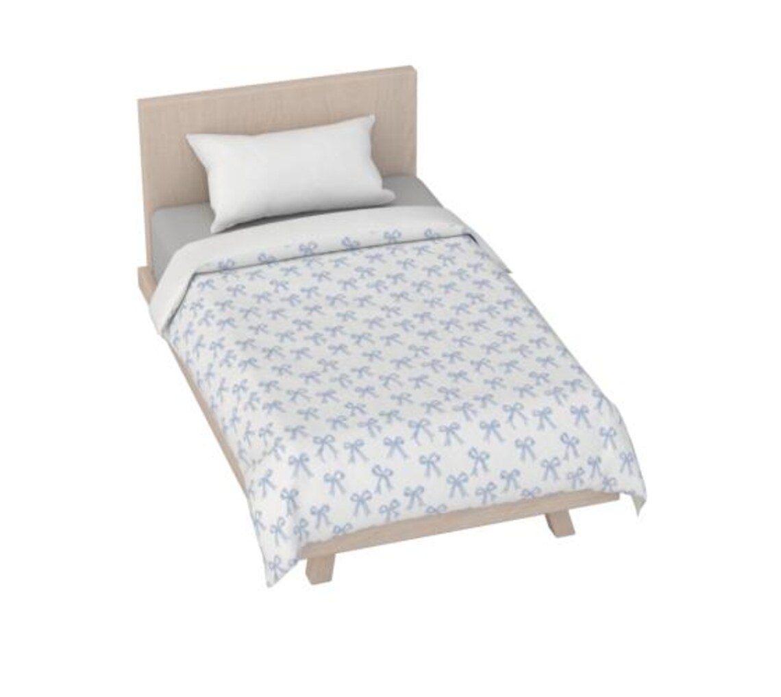 Blue Bow Bedding Set Kids Room Minamalist Bedding Boho Duvet Boys ...