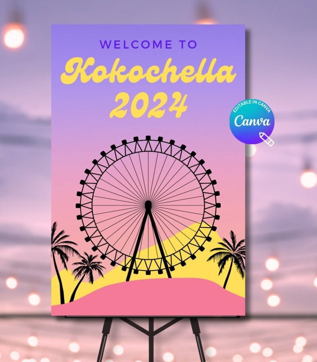 Coachella Themed Welcome Sign Birthday One Year Peace Love Fun Festival ...