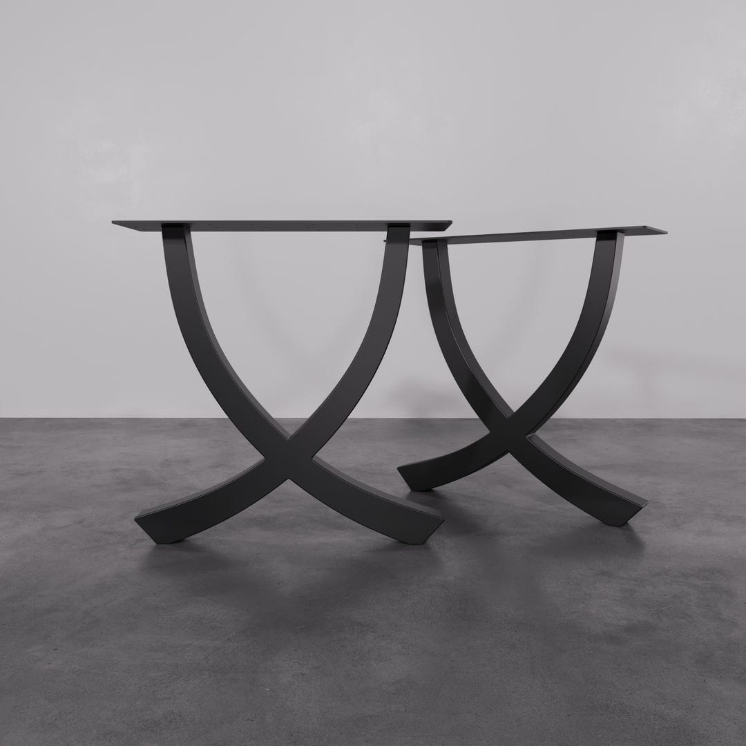 Modern Curved Metal Table Legs – Sculptural X-shaped Base for Dining ...