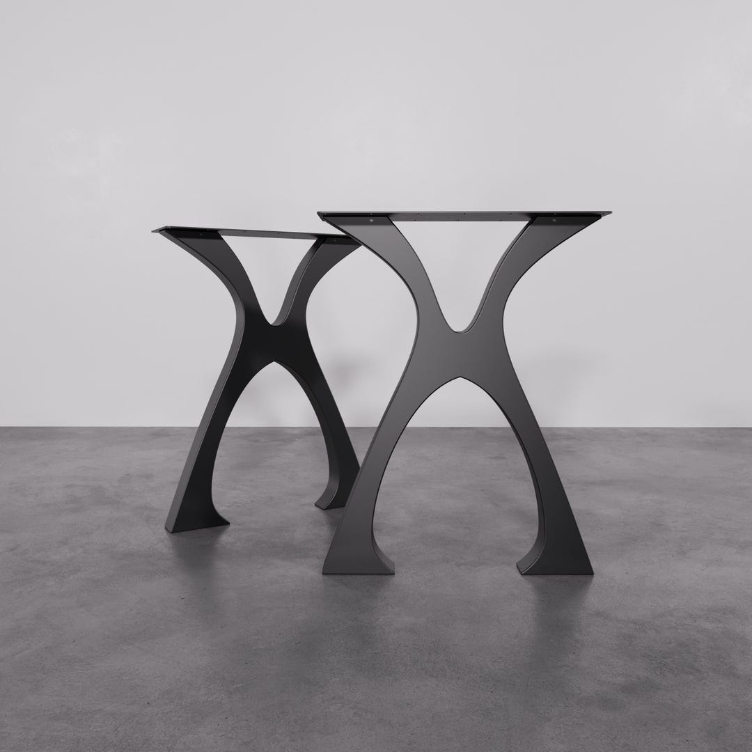 X Shaped Metal Table Legs – 28” H X 21” W – Modern Industrial Steel ...