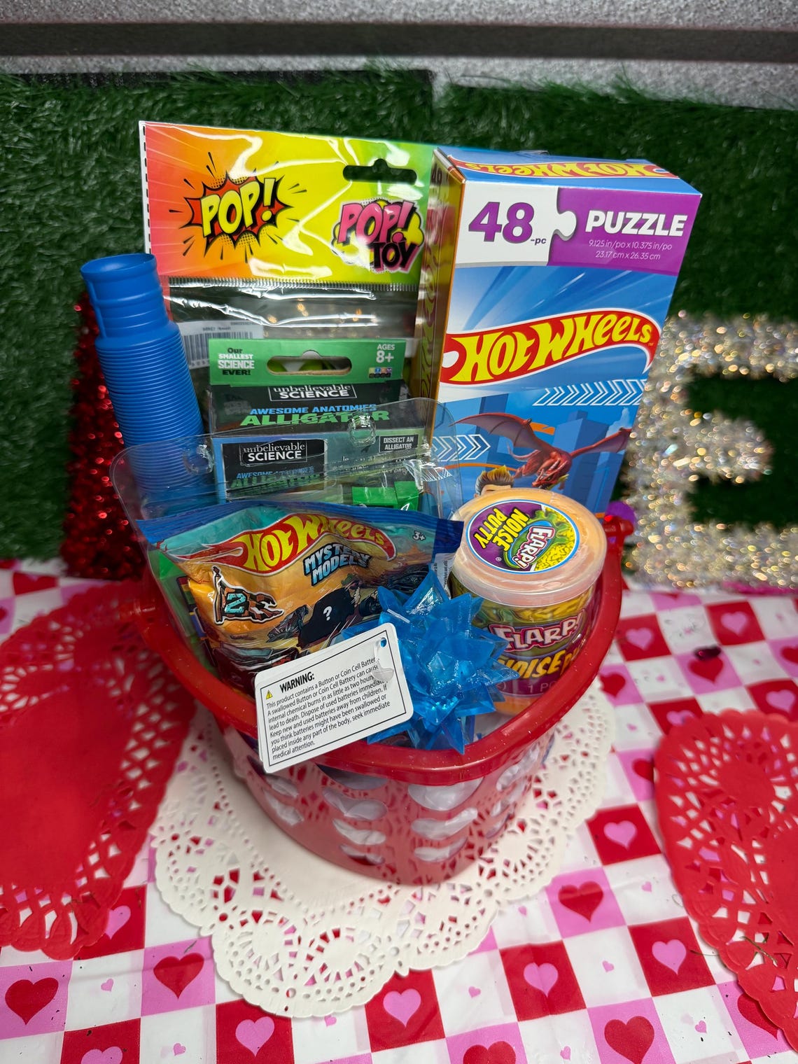 Boy Valentine Baskets | Kids Activity Basket With Puzzle, STEM Toy ...