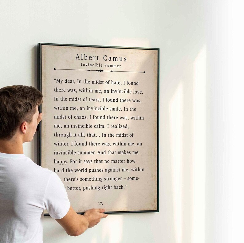 Albert Camus Quote Print – Invincible Summer Inspirational Wall Art - Etsy
