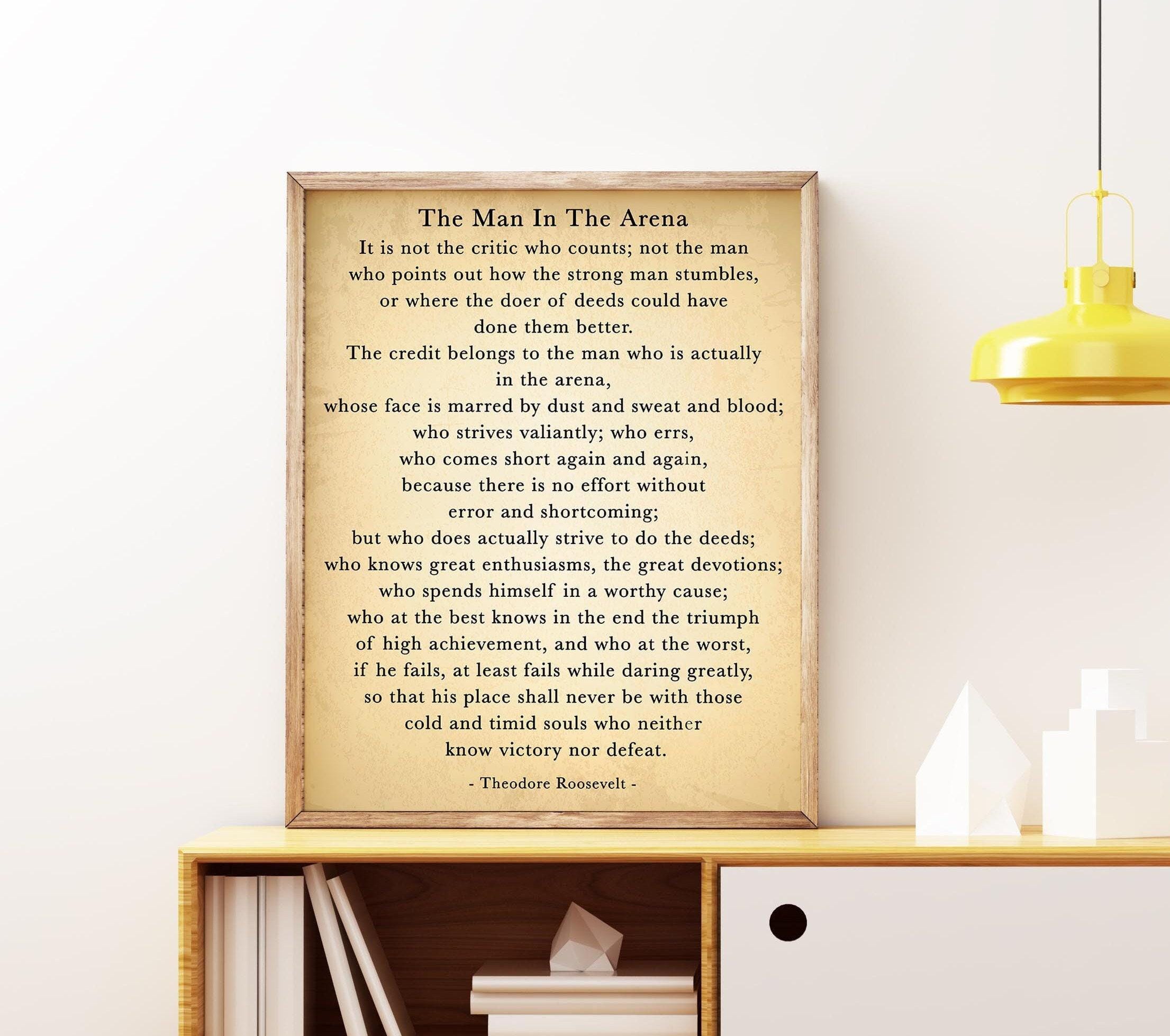 The Man in the Arena Quote Poem by Theodore Roosevelt Printable ...