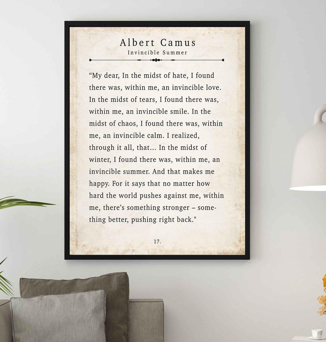 Albert Camus Poetry Quote Print - Invincible Summer PRINTABLE DOWNLOAD ...