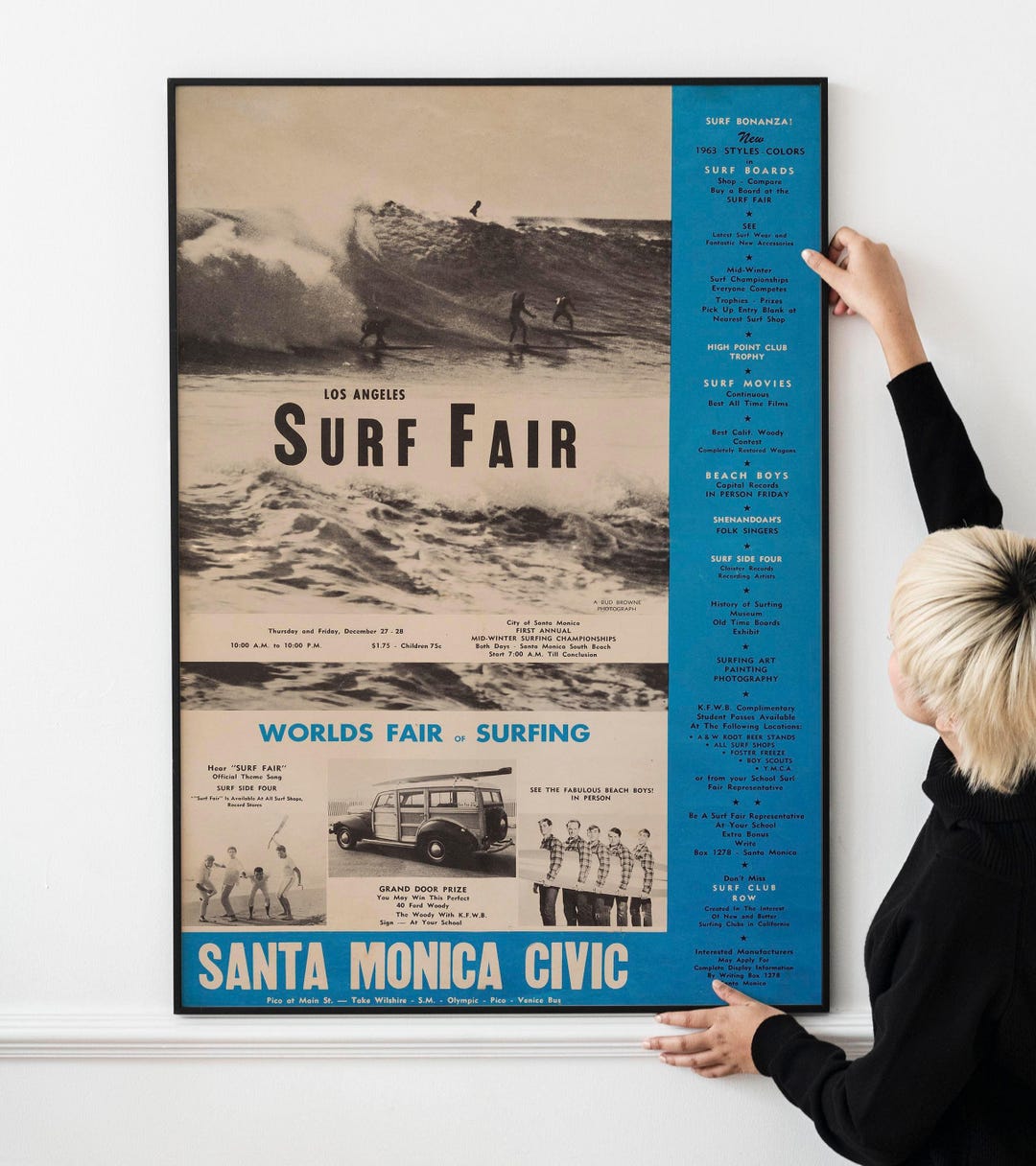 Vintage Surfing Poster – 1960s Surf Rock Print Classic Beach Culture ...