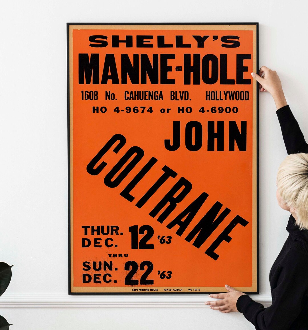 John Coltrane 1963 Poster – Vintage Jazz Concert at Shelly’s Manne-hole ...