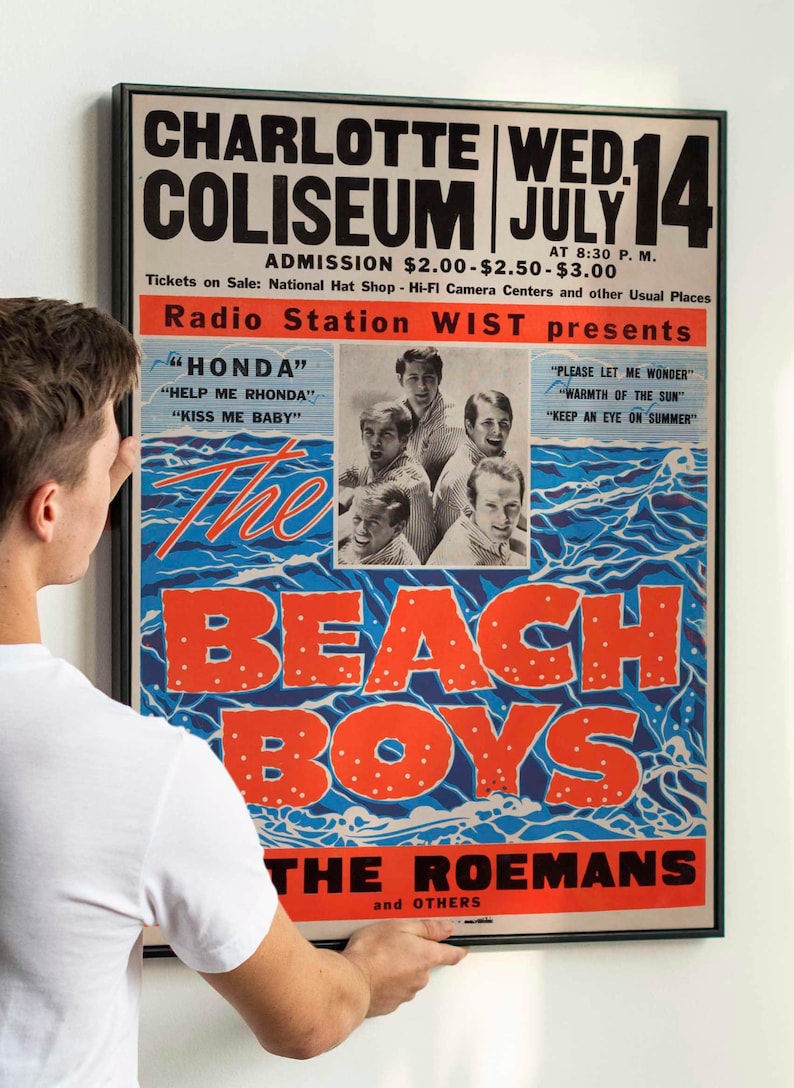 Póster vintage de surf rock de 1965: Impresión retro de concierto de ...