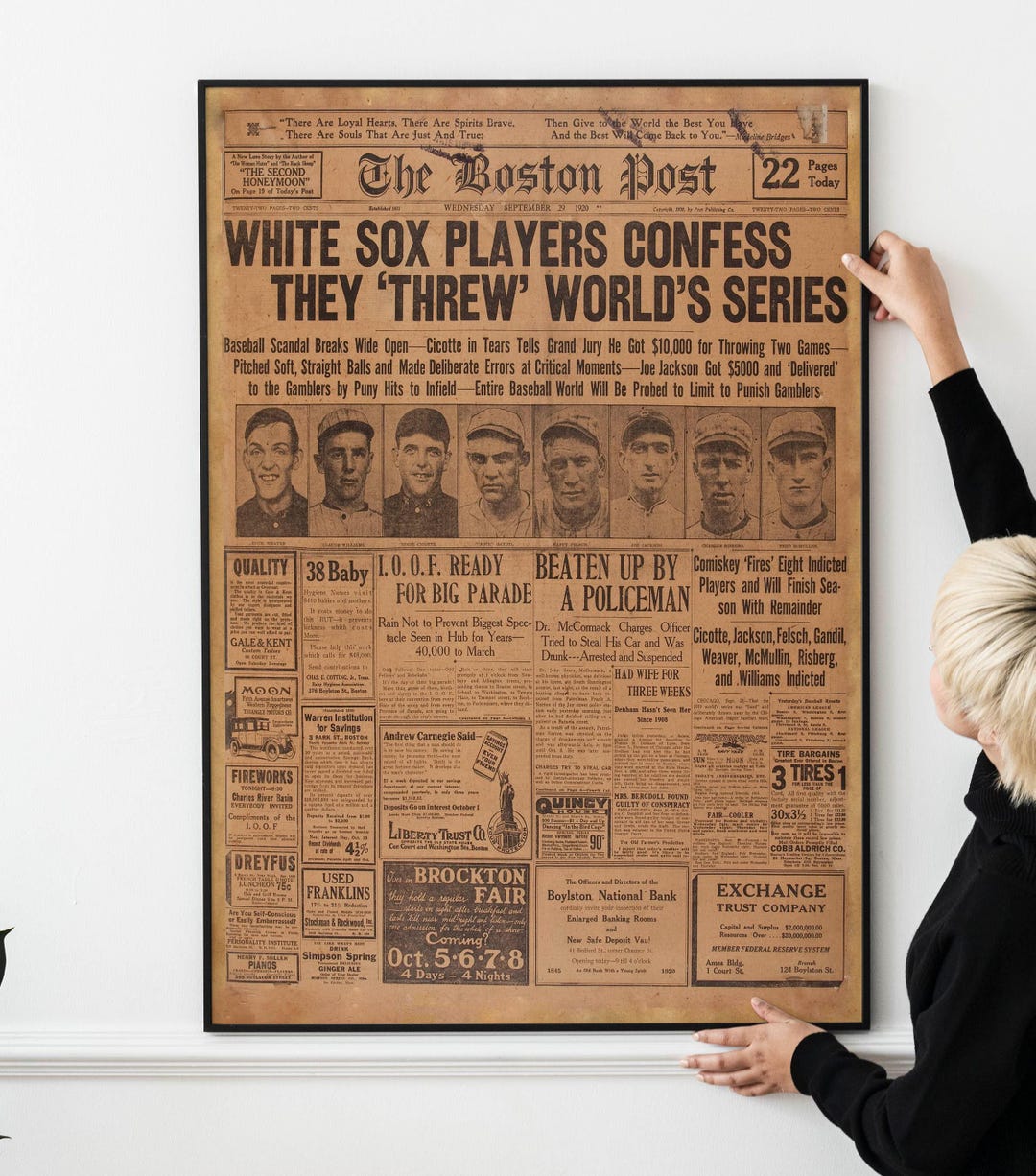 Vintage Baseball 1920 Chicago White Sox "the Boston Post" Sept. 29 ...