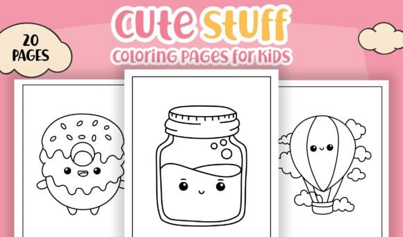 20 Pages Cute Stuff Coloring Pages Kids Nursery Preschool Simple ...
