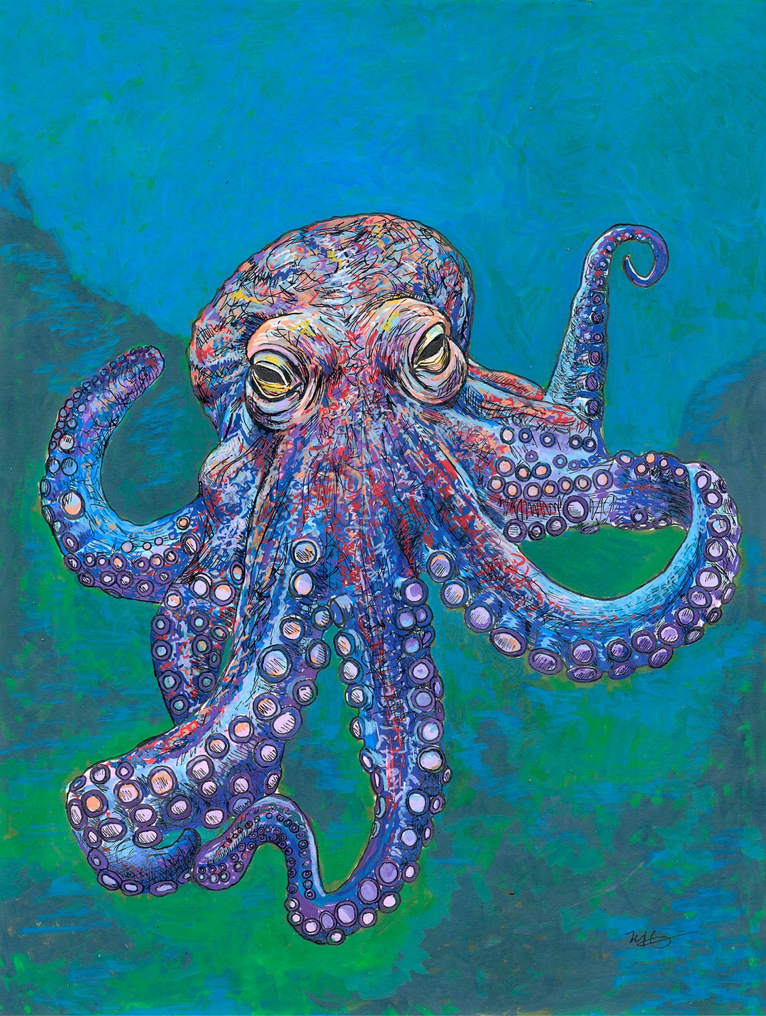 Octopus - Print - Wall Art - Ocean Decor - Marine Life Art - Sea Art ...