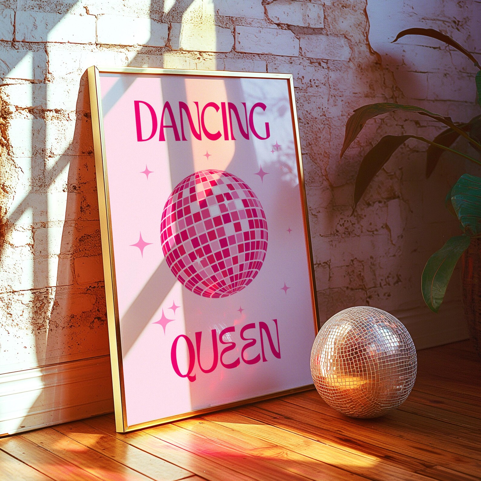 Dancing Queen Pink Disco Ball Digital Print. Trendy and Preppy College ...