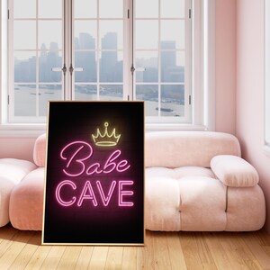 Babe Cave Neon Sign Art: Preppy Pink Dorm Decor (digital Print) - Etsy