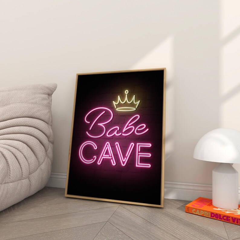 Babe Cave Neon Sign Art: Preppy Pink Dorm Decor (digital Print) - Etsy