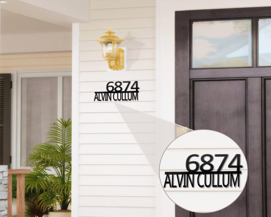 Modern Deco St Name & Number, Custom Address Sign, Metal House Numbers ...