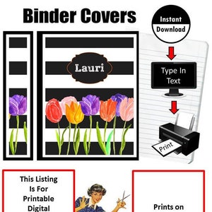 Editable Binder Folder Covers Insert Spines Name Stripe Watercolor ...