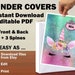 Editable Binder Cover Folder Insert Unicorn School Supply for Girls ...
