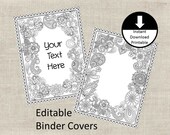 Items similar to Binder Covers Insert Doodle Color Page Adult Color ...
