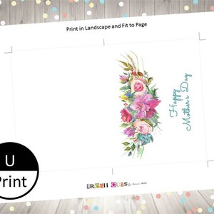 Printable Mothers Day Card Watercolor Flower Bouquet DIY PDF Jpeg PNG ...