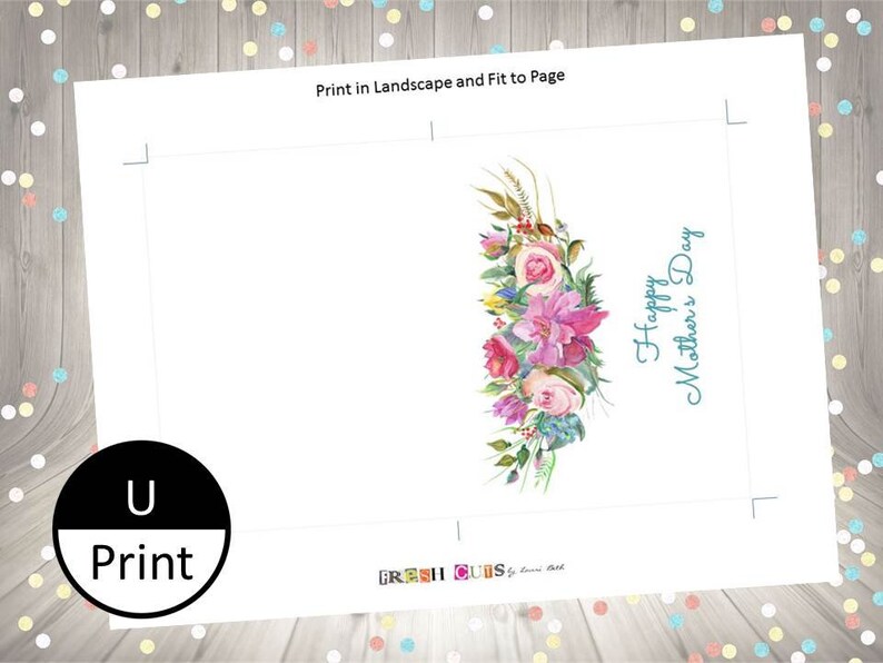 Printable Mothers Day Card Watercolor Flower Bouquet DIY PDF - Etsy