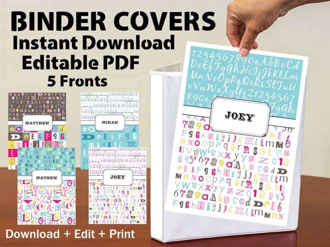Editable Binder Covers Letters Alphabet Set of 5 School Student Teacher ...