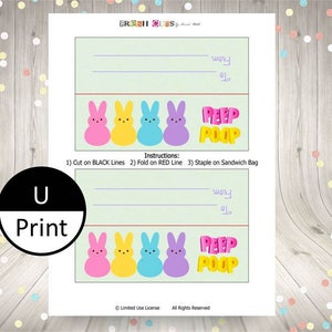 Printable Easter Treat Candy Bag Topper Funny Bunny Rabbit Peeps Poop ...