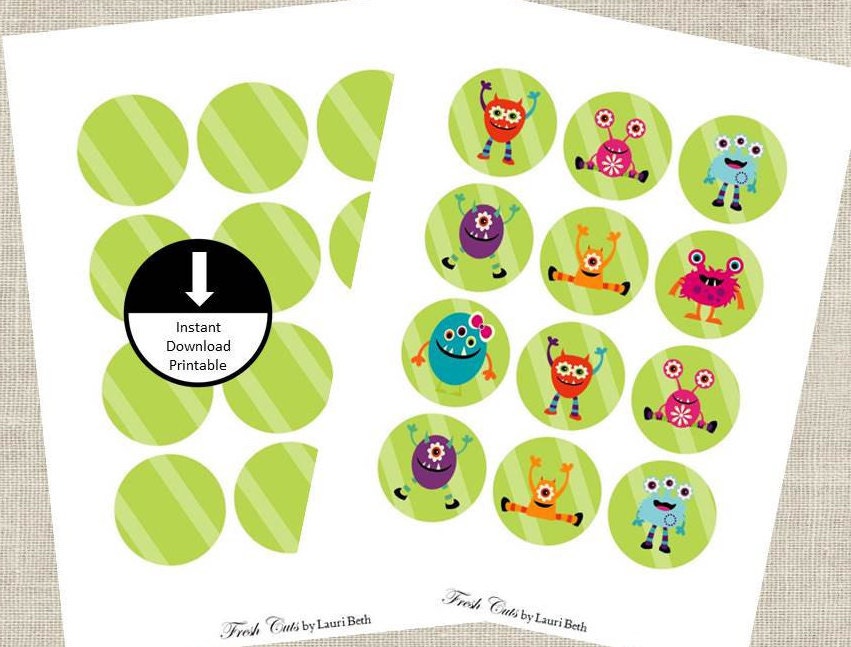 Halloween Monster Cupcake Toppers Cute Monster Halloween DIY | Etsy