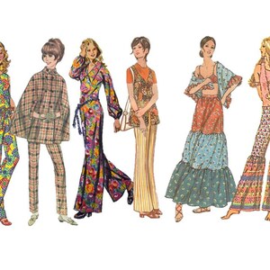 Clip Art 70's Vintage Retro Mod Fashion Ladies Set of 12 Digital Images ...
