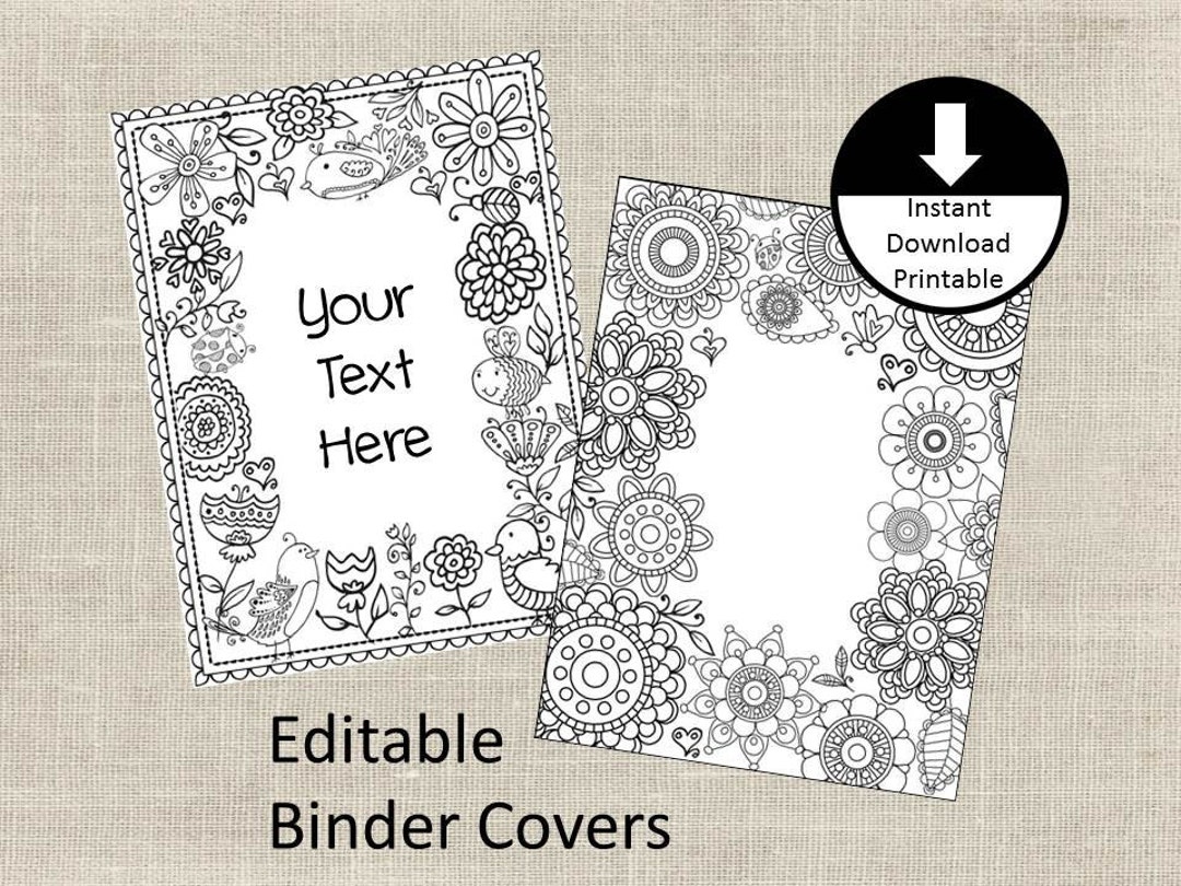 Binder Covers Insert Doodle Color Page Adult Color Page School Student ...