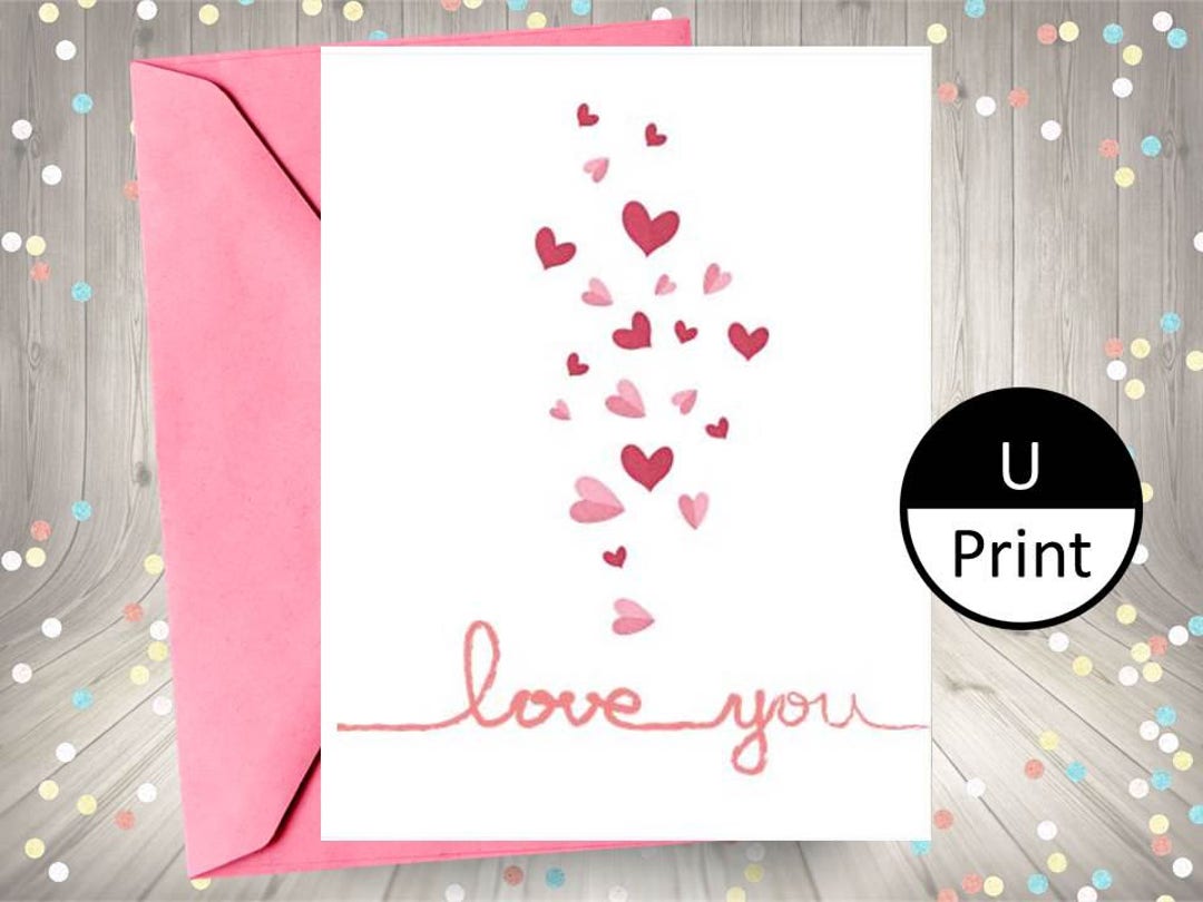 Printable Love Card Simple Love You Card for Anyone Anytime Adult Child ...