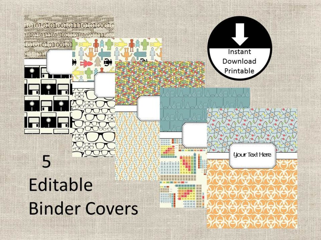 Binder Covers Geek Nerd Science School Student Teacher Editable ...