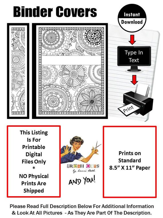 Editable Instant Download Doodle Color Page Binder Covers - Etsy UK
