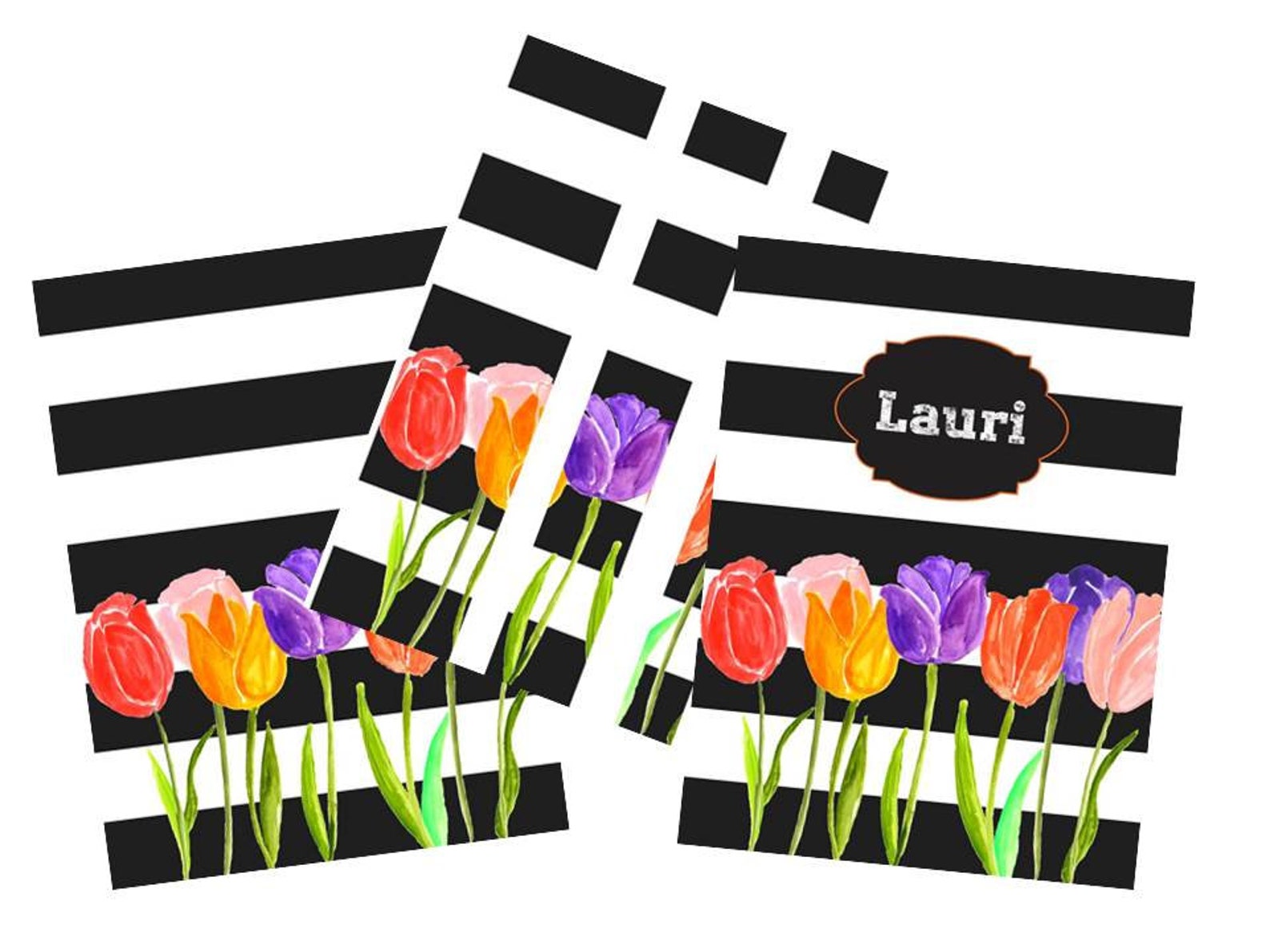 Editable Binder Folder Covers Insert Spines Name Stripe - Etsy