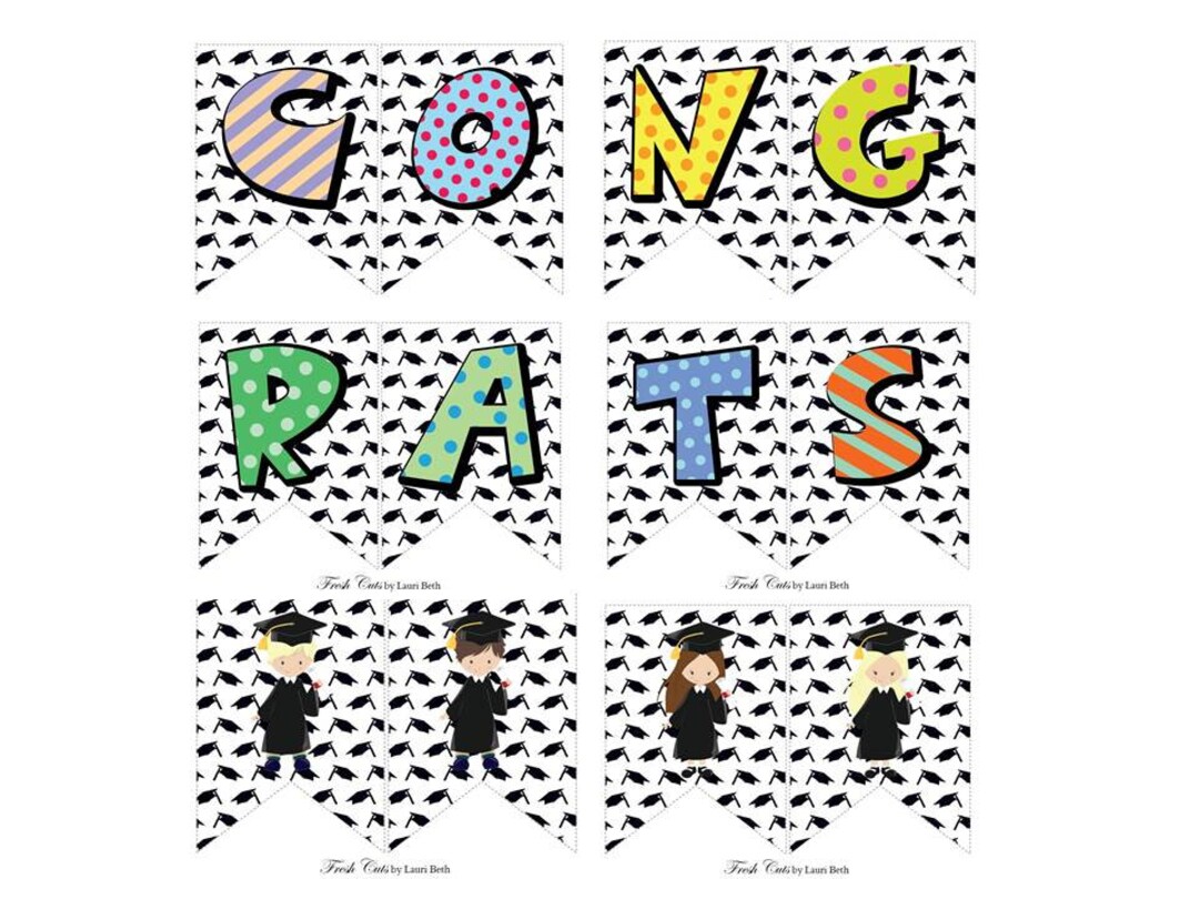 Graduation Pre K Kindergarten Grade School Child Congrats Flag Banner ...