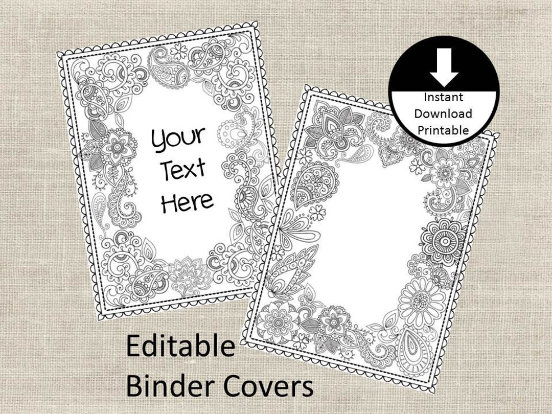 Binder Covers Insert Doodle Color Page Adult Color Page School Student ...