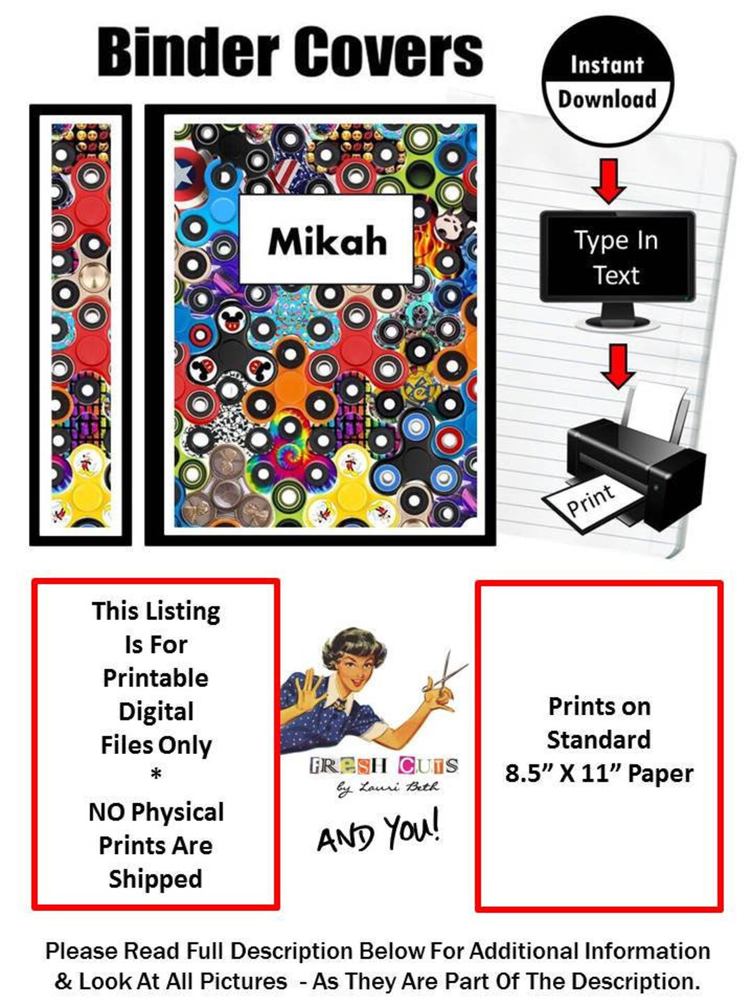 Instant Download Binder Folder Covers Inserts Wall Decor Fidget ...