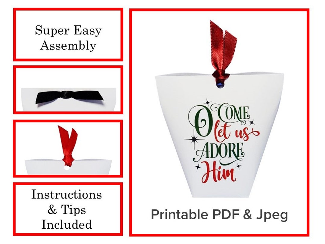 Printable Christmas Religious Gift Box Favor Bag Treat Paper Container ...