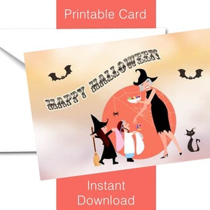 Retro Halloween Card Cute Kids Children Trick or Treating DIY Printable ...